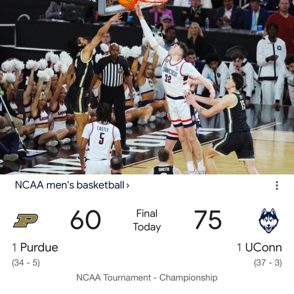 UConn Defeated Purdue, 75-60, To Win Its Second Consecutive NCAA ...