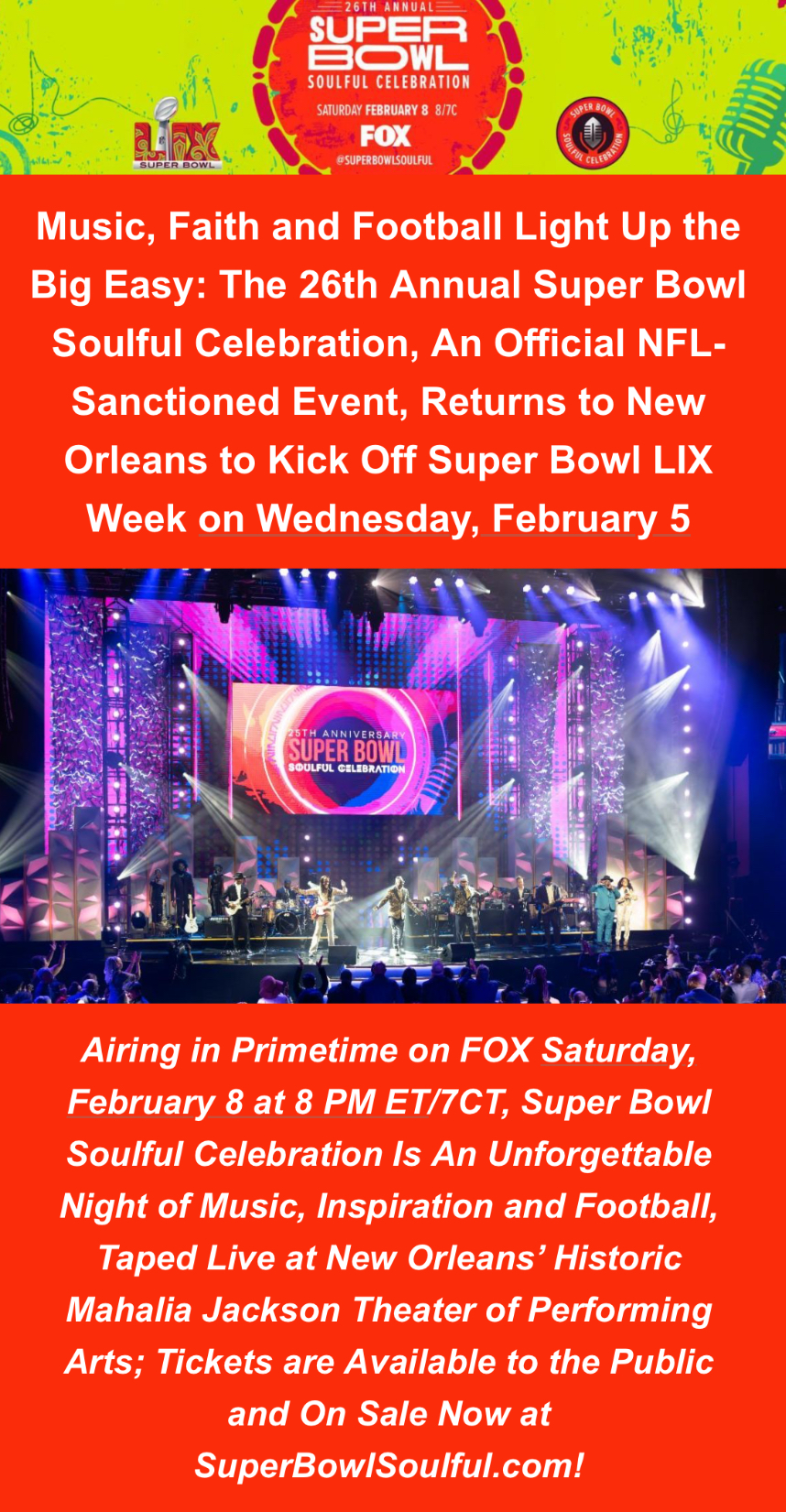 The 26th Annual Super Bowl Soulful Celebration @New Orleans’ historic ...